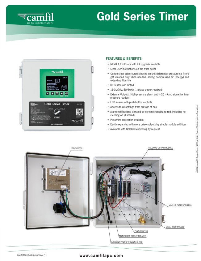 Product Sheet Gold Series Timer | Camfil APC